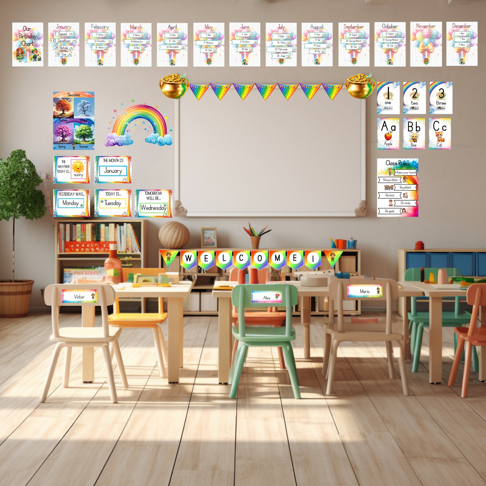 Rainbow Themed Classroom Decor Bundle Printables Includes 7 Amazing ...