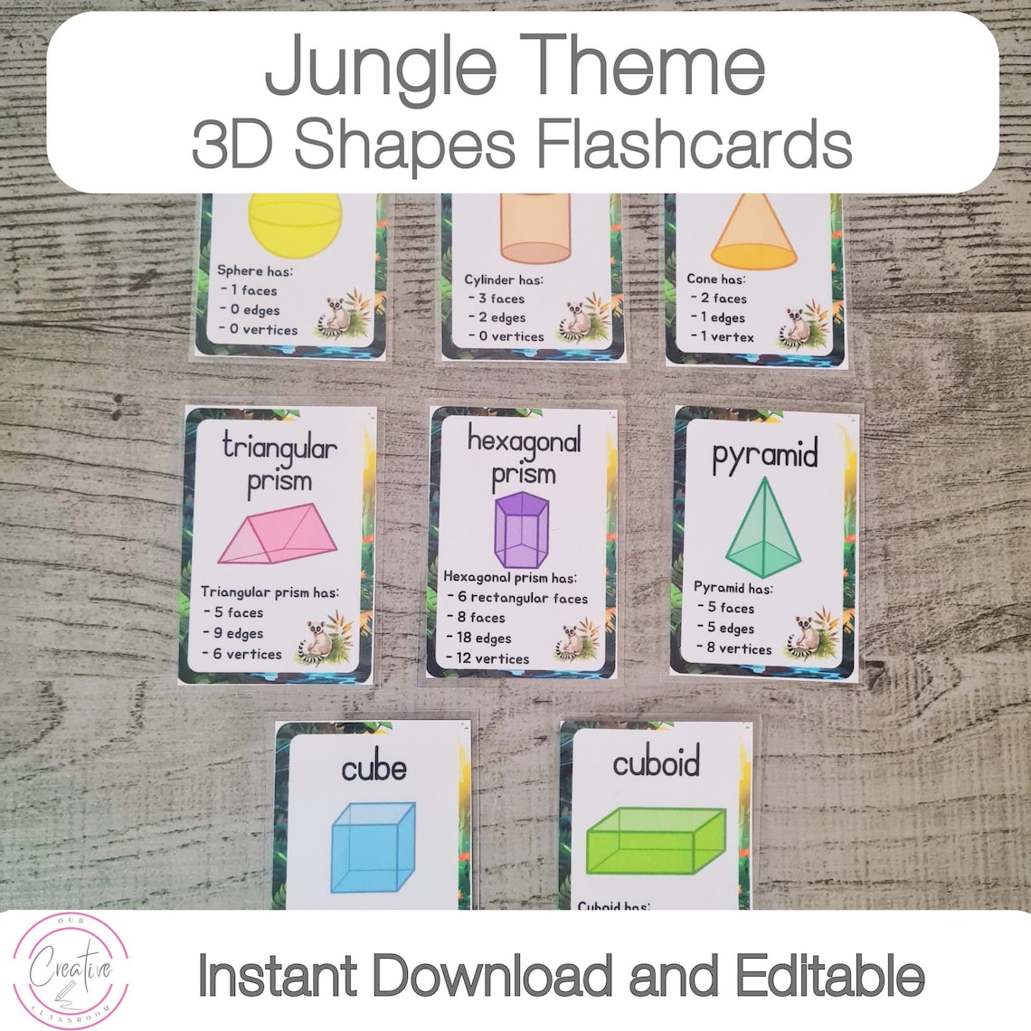 Jungle Classroom Theme | 3D Shapes | Math Shape Posters | Printable 3D ...