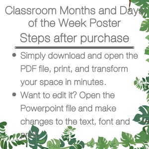 Safari Theme Classroom Days of the Week Poster Printable & Months of ...