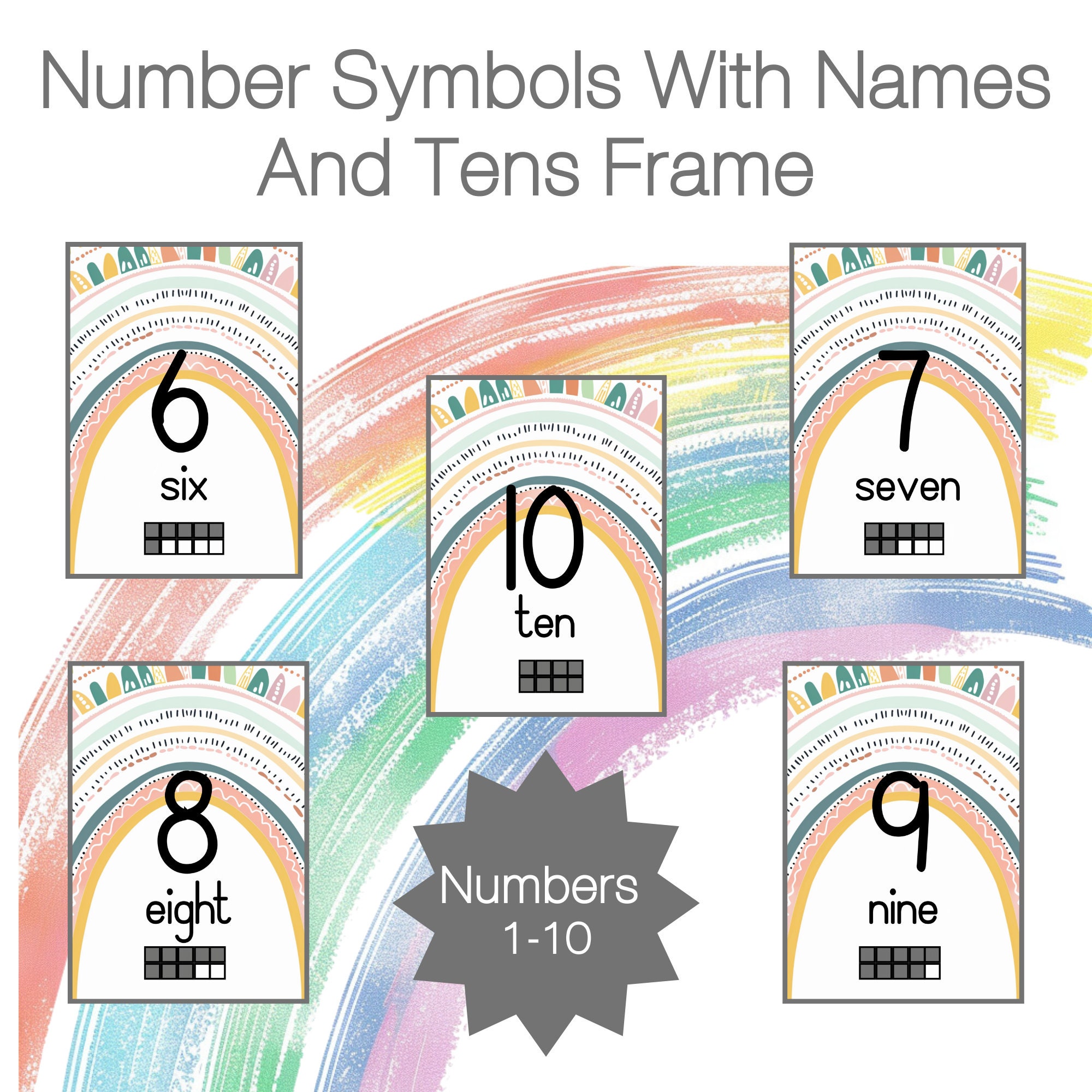 Boho Rainbow Themed Classroom | Number Flashcards | Number Posters ...
