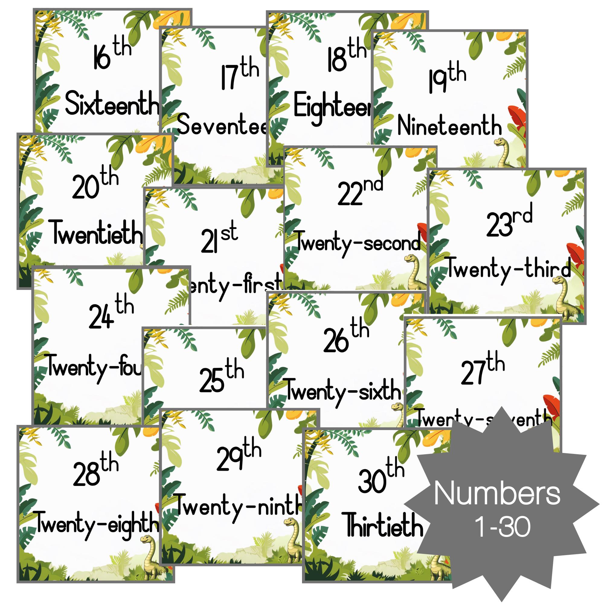 Dinosaur-themed Classroom | Ordinal Numbers Poster | Editable ...