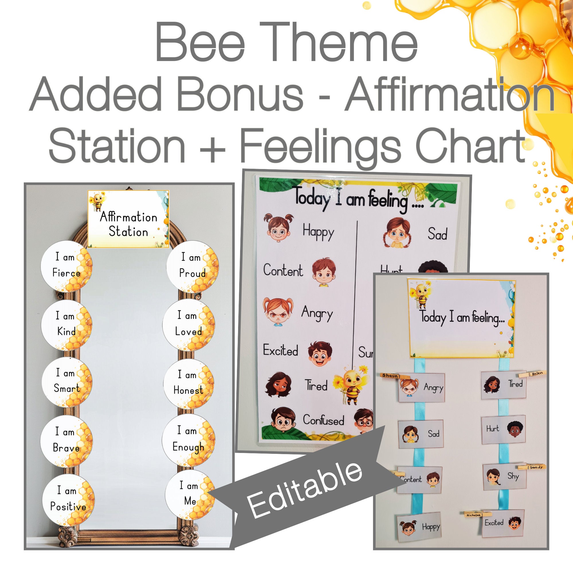 Bee Themed Classroom Decor Bundle Printables - Includes 15 Amazing Bee ...