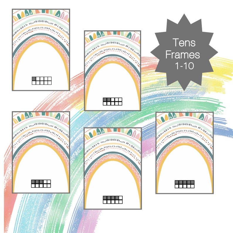 Boho Rainbow Themed Classroom | Number Flashcards | Number Posters ...