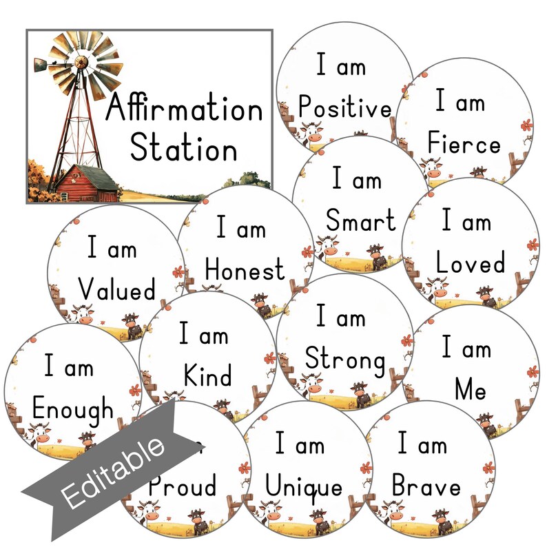 Farm Theme Classroom Affirmations Station & Feelings Charts ...