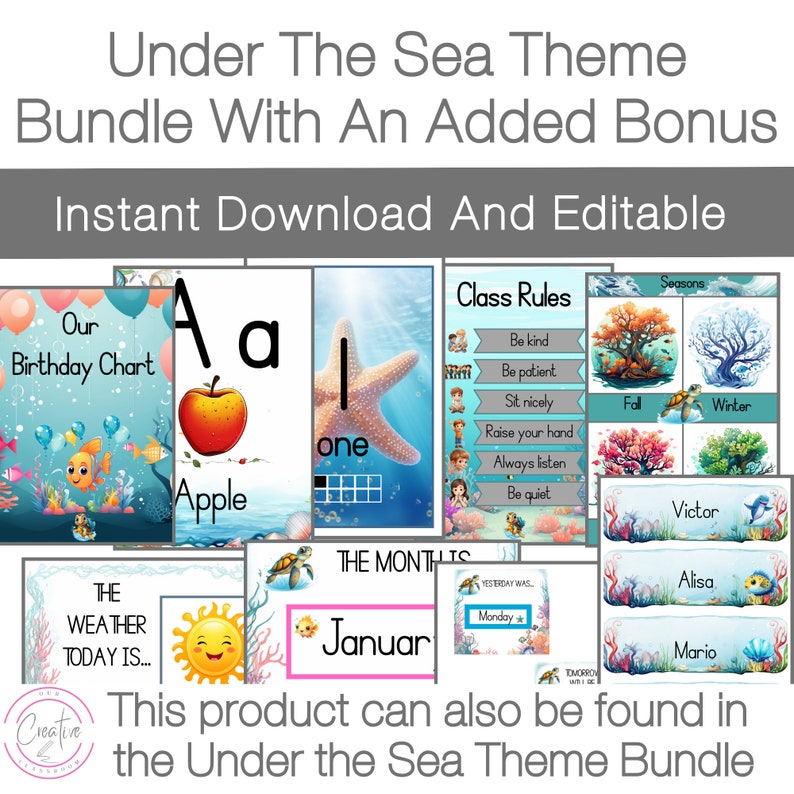 Under the Sea Theme Classroom Birthday Chart Ideas Printable - Birthday ...
