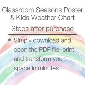 BOHO RAINBOW Classroom Weather Chart & Seasons Poster | Pastel Rainbow ...