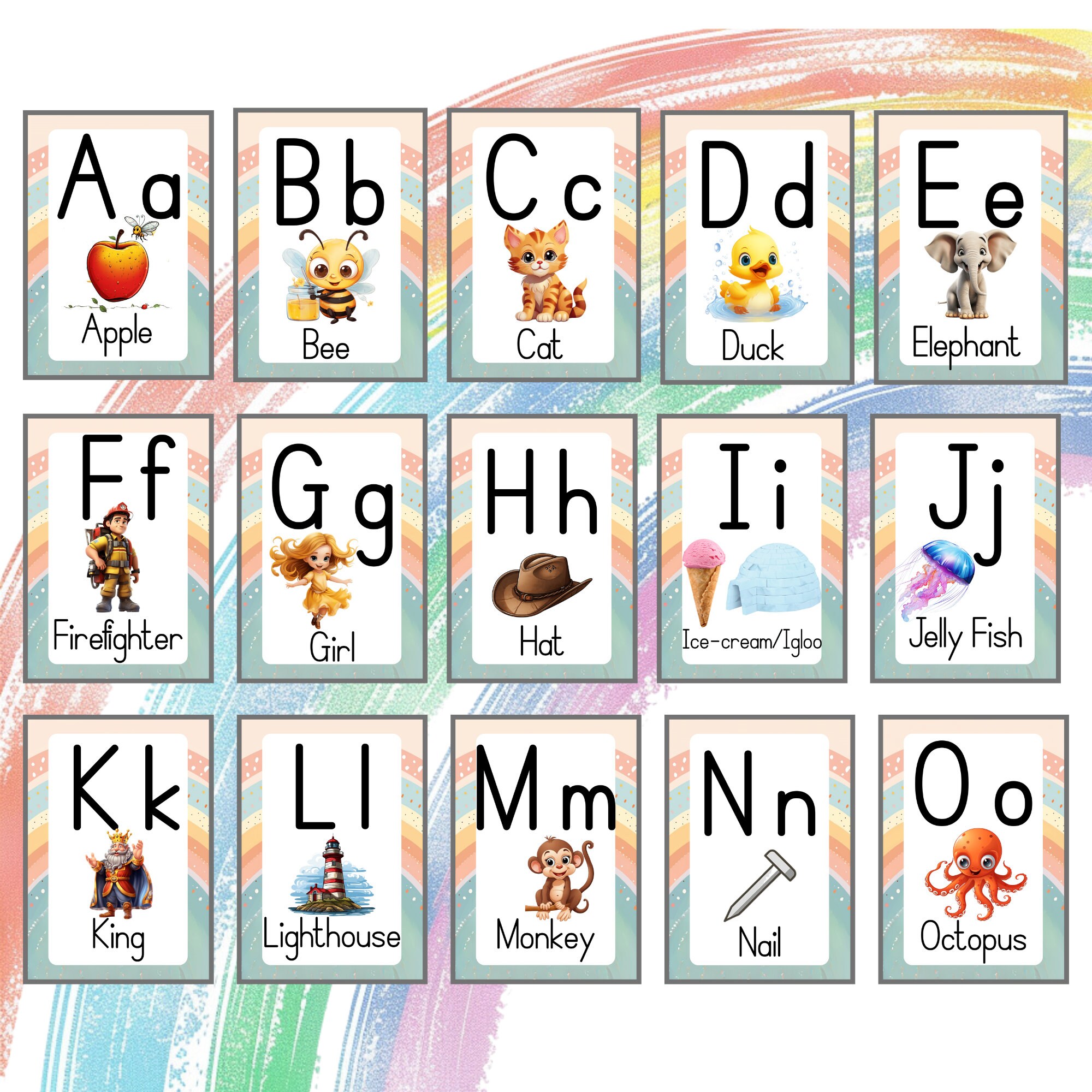 Boho Rainbow Theme Classroom Decor | Alphabet Posters | Editable ...