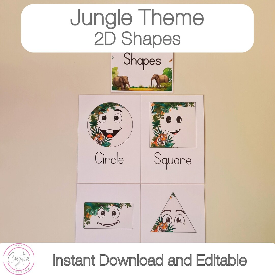Jungle Classroom Theme 2D Shapes Math Shape Posters Printable 2D Shapes ...