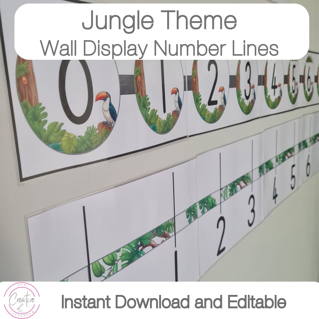 Jungle Classroom Theme | Number Lines | 2 Various Styles of Number ...