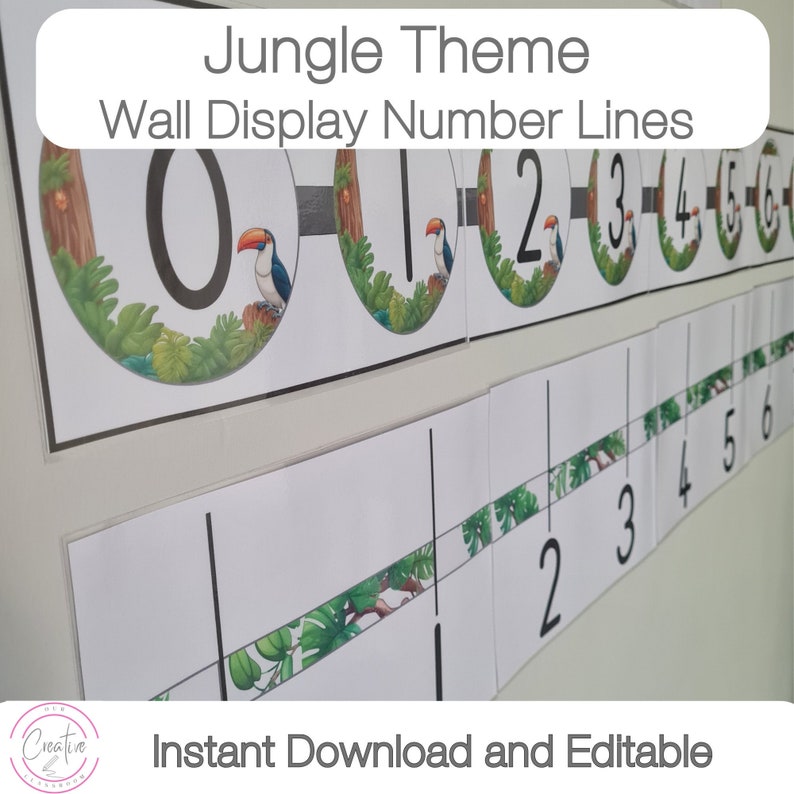 Jungle Classroom Theme | Number Lines | 2 Various Styles of Number ...