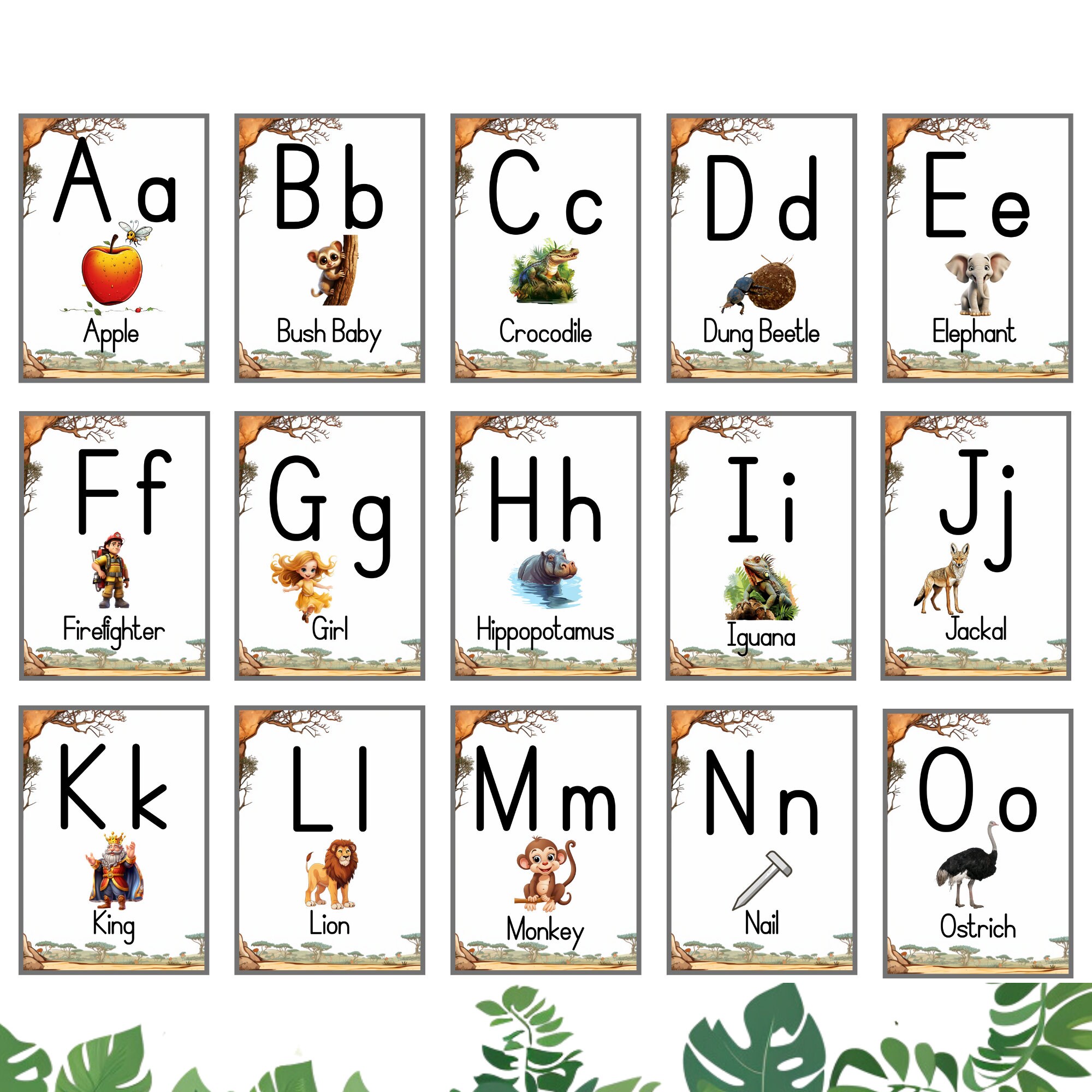 Safari Theme Classroom | Alphabet Posters | Alphabet Class Display ...