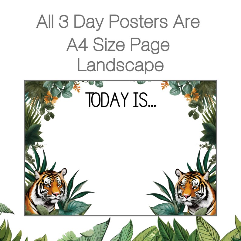 Jungle Theme Classroom Days of the Week Poster Printable & Months of ...