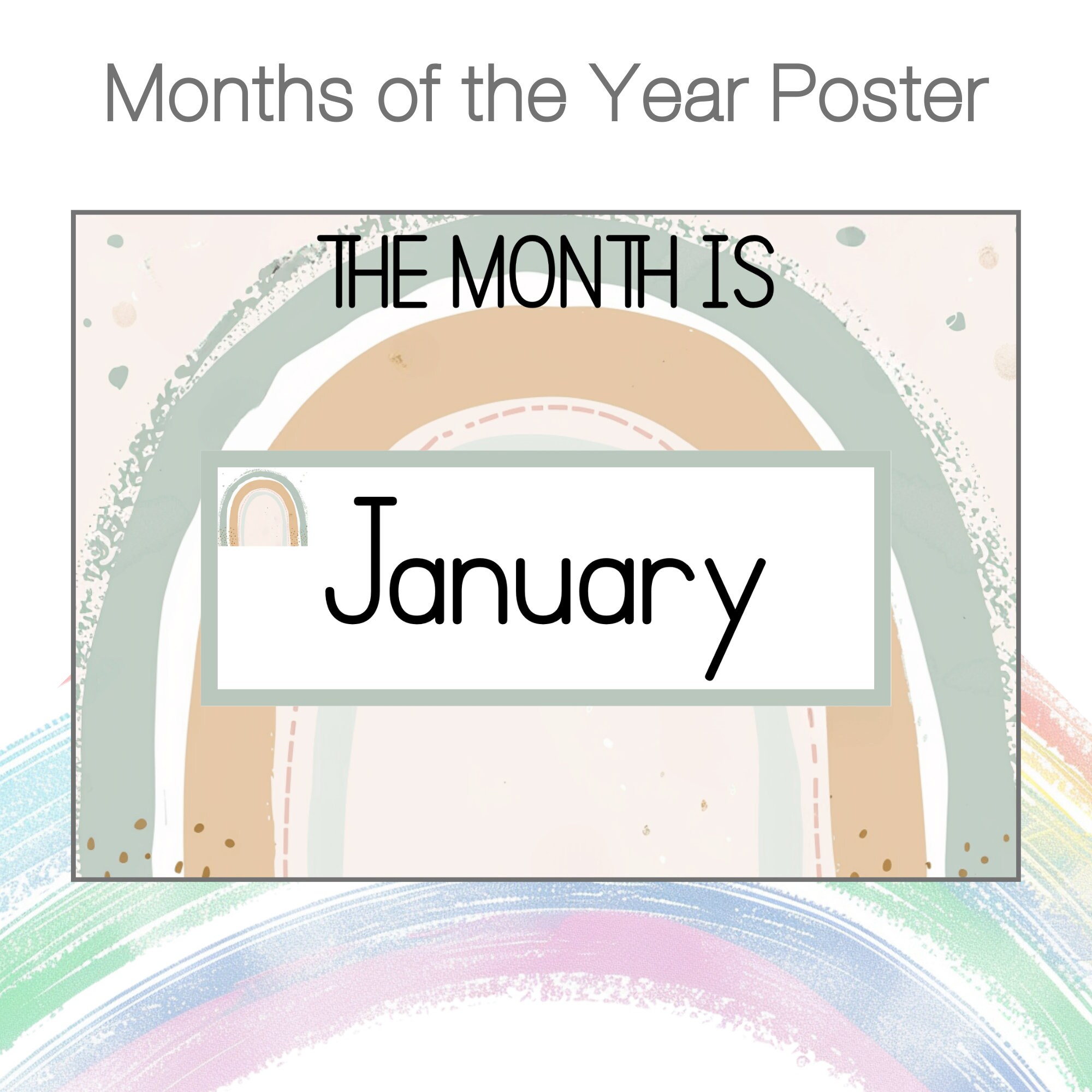BOHO RAINBOW Classroom Days Months Posters Editable Pastel Rainbow ...
