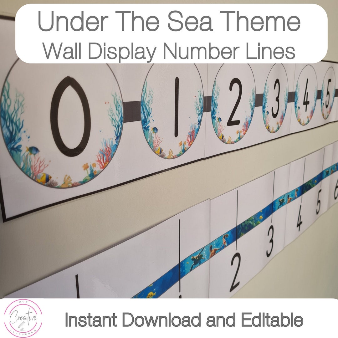 Under the Sea Classroom Theme | Number Lines | 2 Various Styles of ...