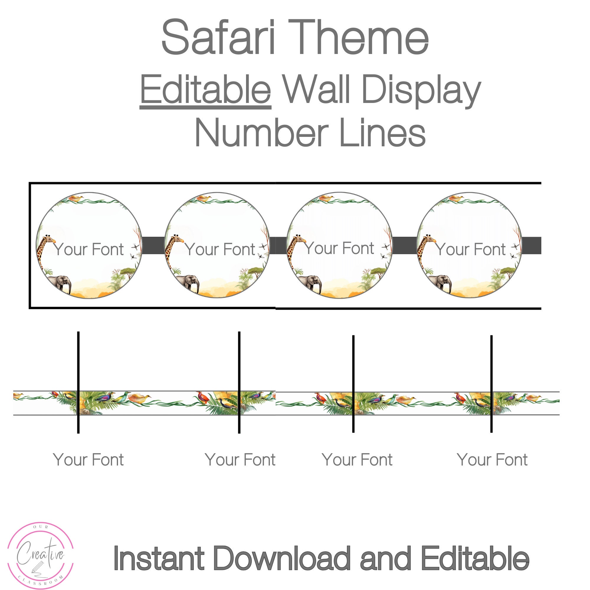 Safari Classroom Theme | Number Lines | 2 Various Styles of Number ...