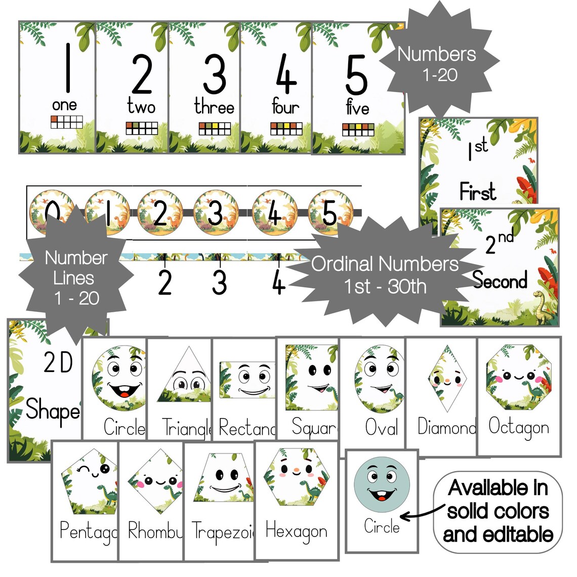 Dinosaur Theme Classroom Decor Bundle Printables - Includes 15 Amazing ...