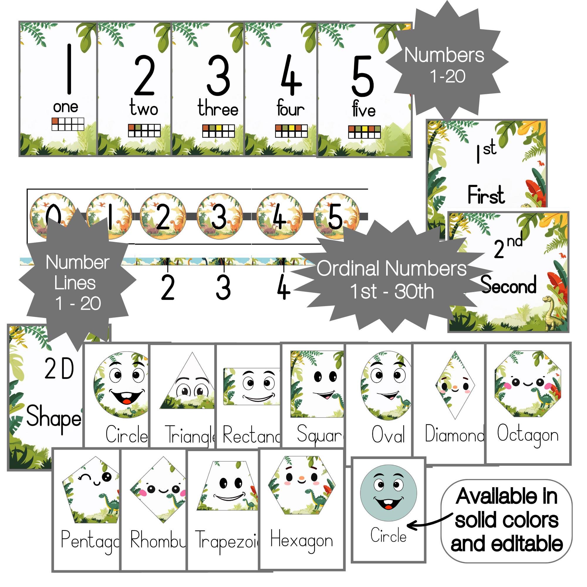 Dinosaur Theme Classroom Decor Bundle Printables - Includes 15 Amazing ...