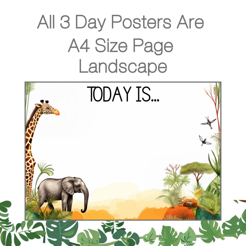 Safari Theme Classroom Days of the Week Poster Printable & Months of ...