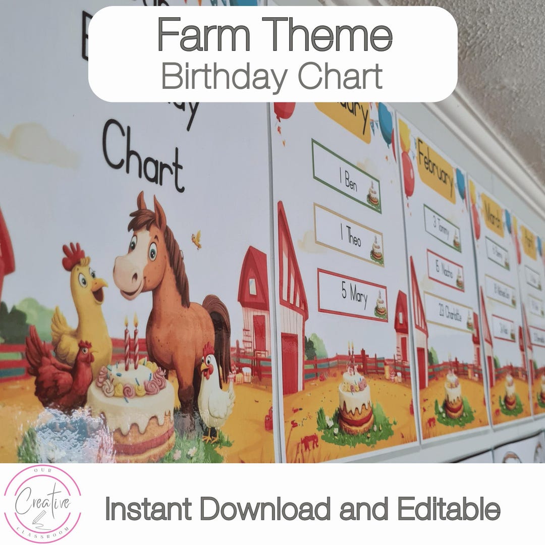 Farm Theme Classroom | Birthday Chart Ideas Printable | Birthday Charts ...