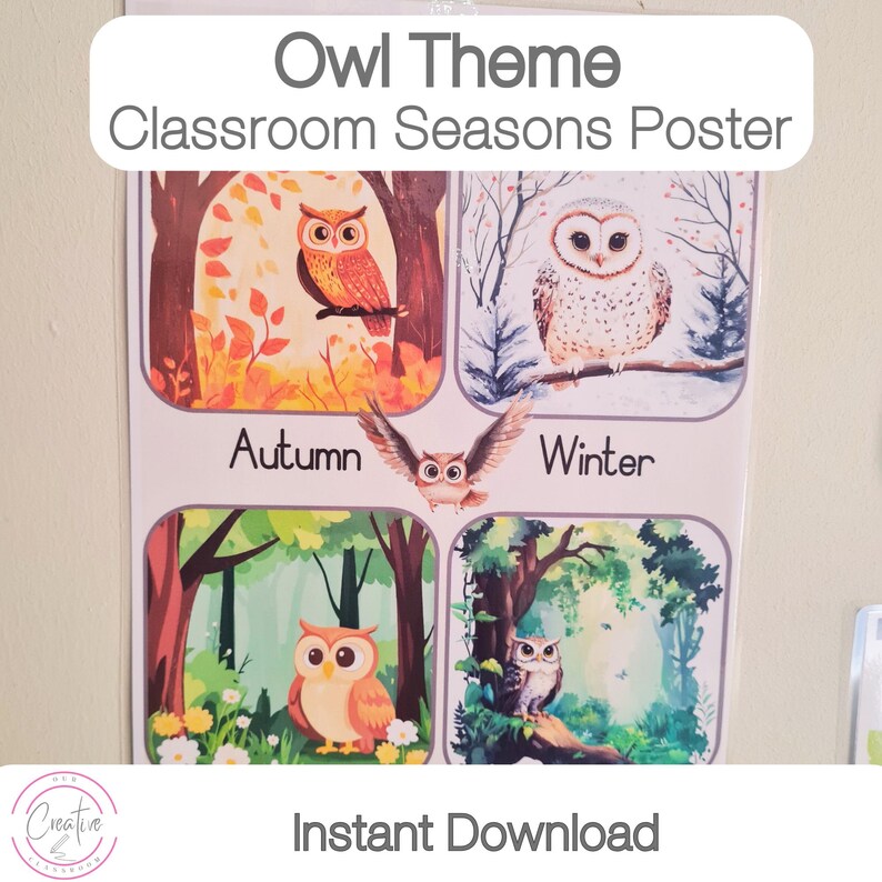 Owl Theme Classroom Kids Weather Chart Printable - All Seasons Posters ...