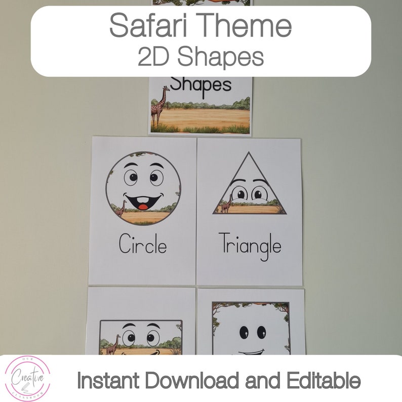 Safari Classroom Theme 2D Shapes Math Shape Posters Printable 2D Shapes ...