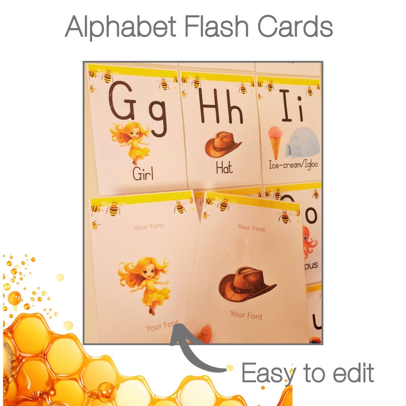 Bee Themed Classroom Alphabet Flashcards PDF Printable - Alphabet ...