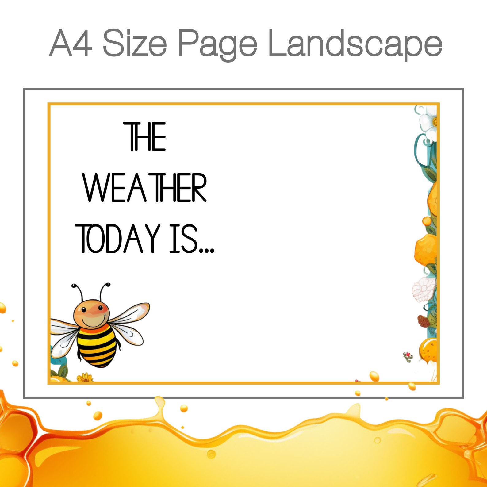 Bee Themed Classroom Kids Weather Chart Printable - All Seasons Posters ...