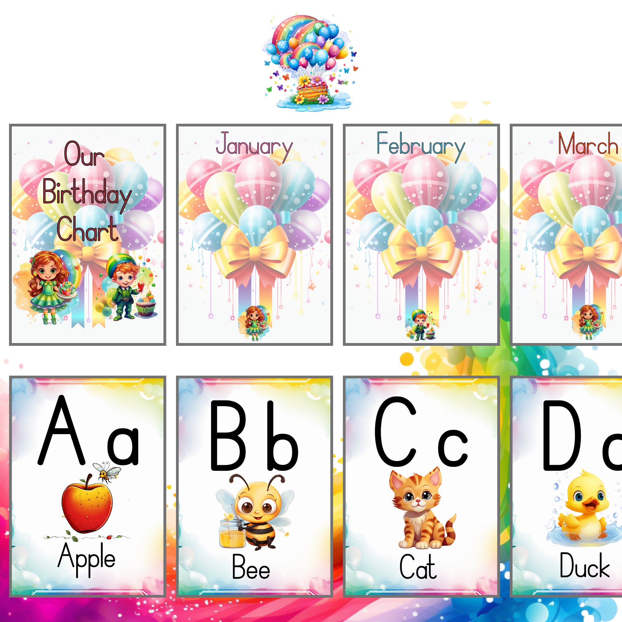 Rainbow Themed Classroom Decor Bundle Printables Includes 7 Amazing ...