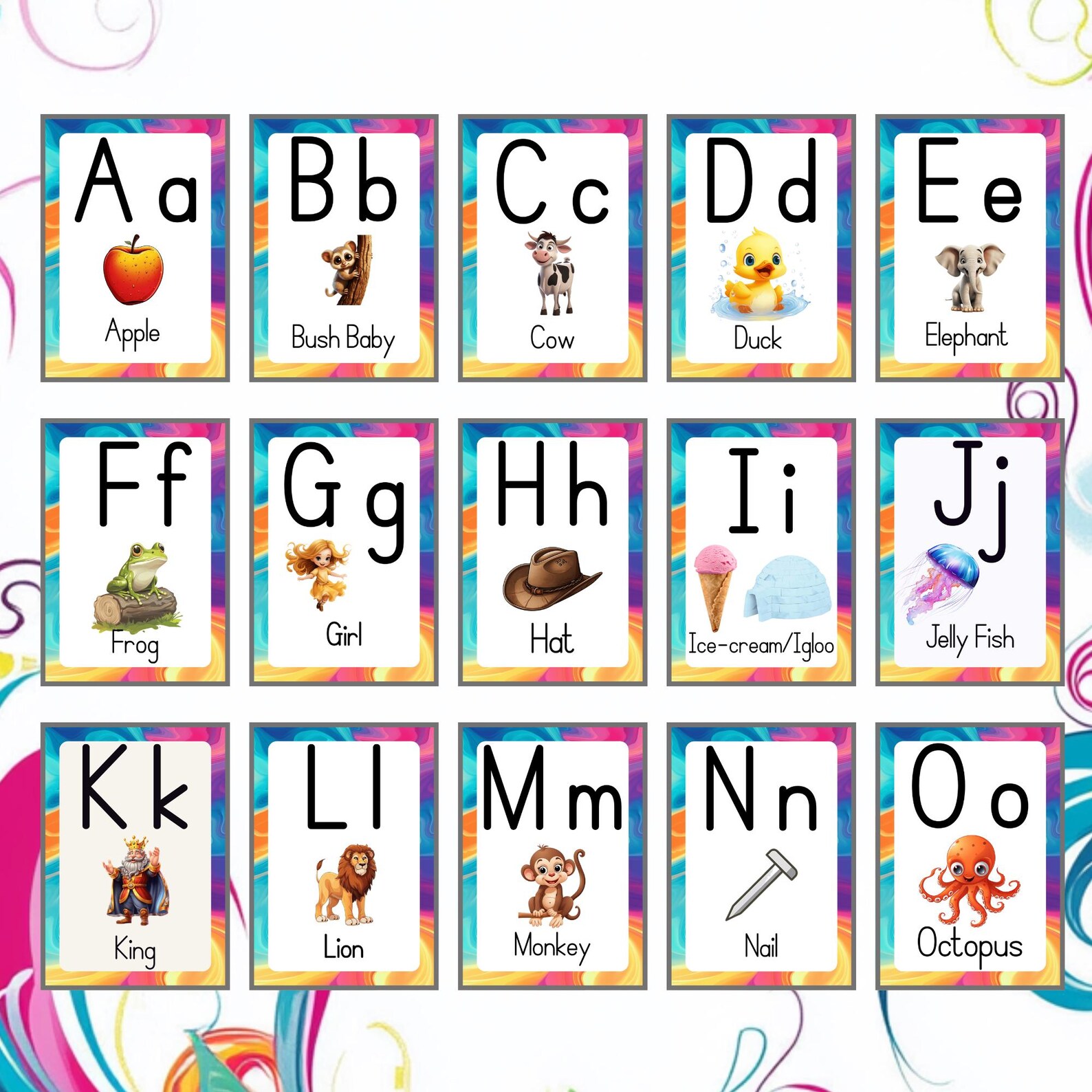 Colorful Classroom Theme Alphabet Posters | Classroom Decor | Phonics ...