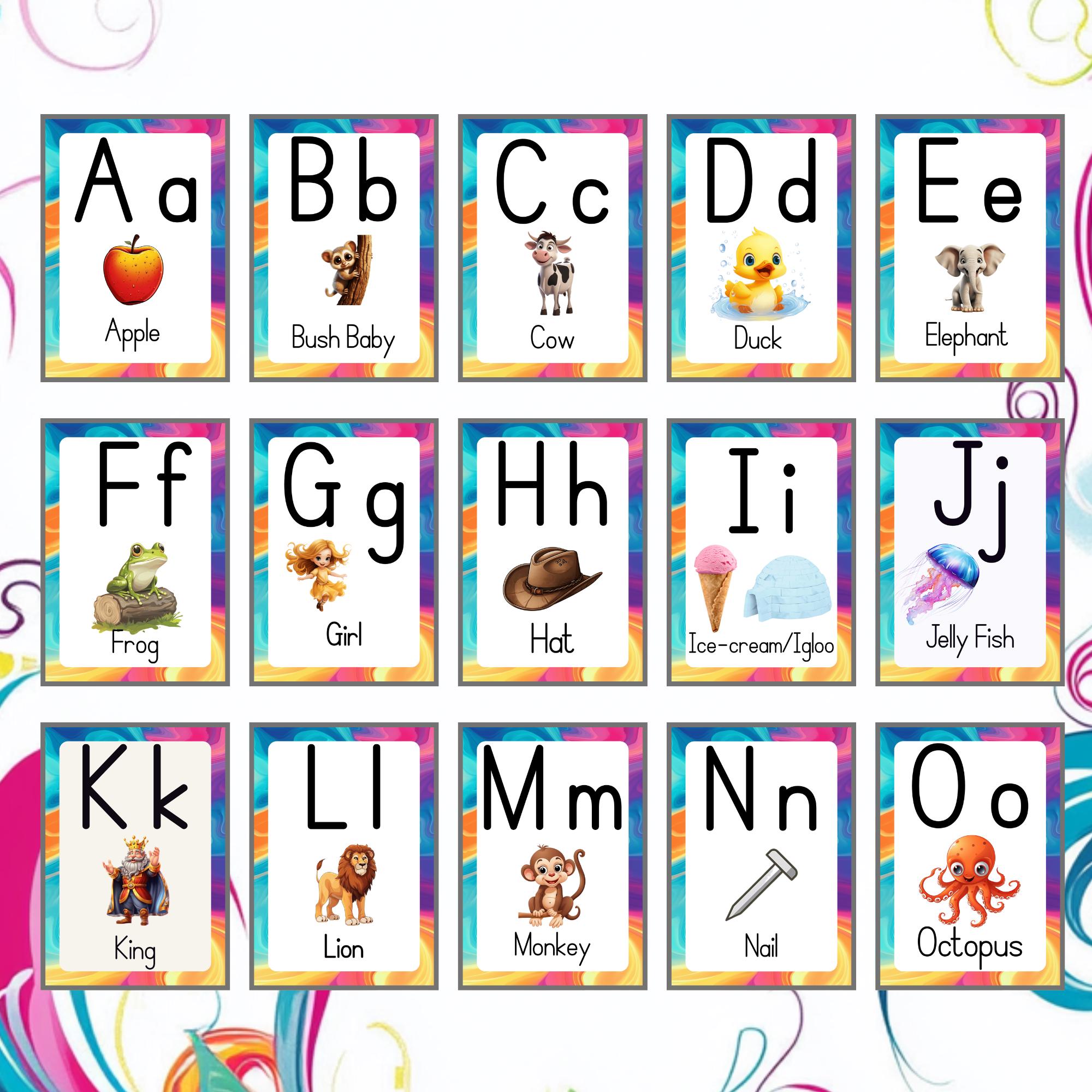 Colorful Classroom Theme Alphabet Posters | Classroom Decor | Phonics ...