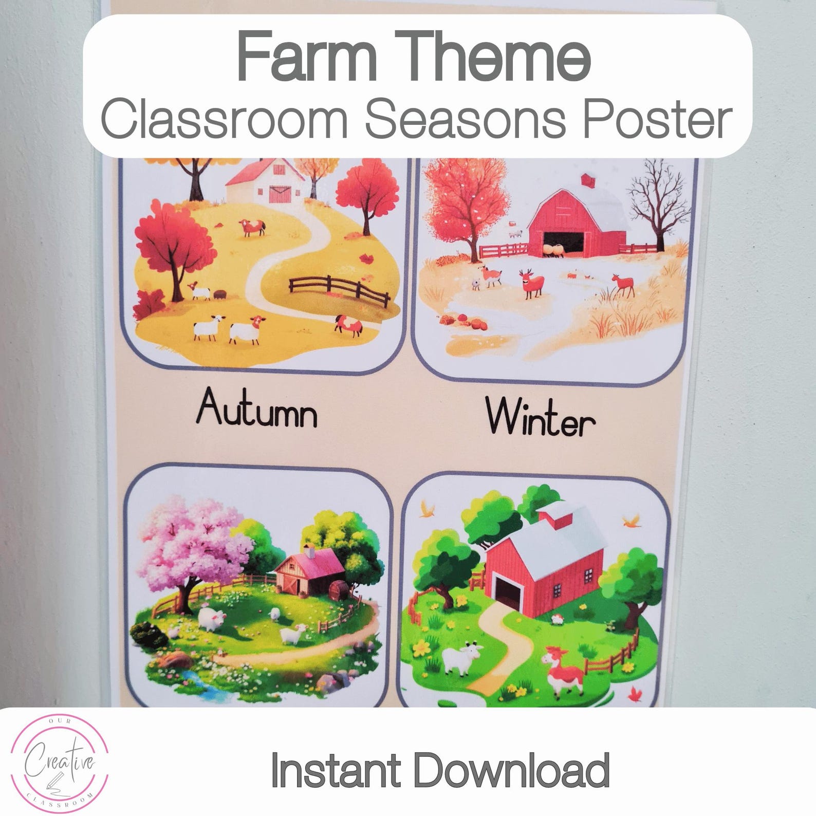Farm Theme Classroom Kids Weather Chart Printable - All Seasons Posters ...