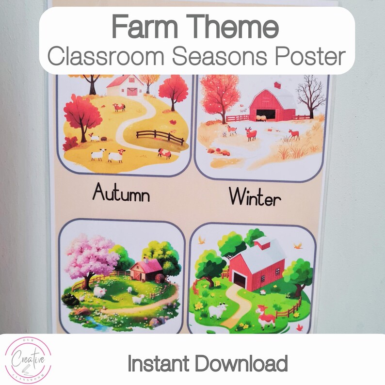 Farm Theme Classroom Kids Weather Chart Printable - All Seasons Posters ...