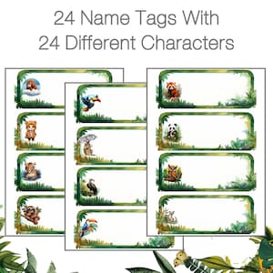 Jungle Theme Classroom Name Tags Printable - Name Tags for Kindergarten ...