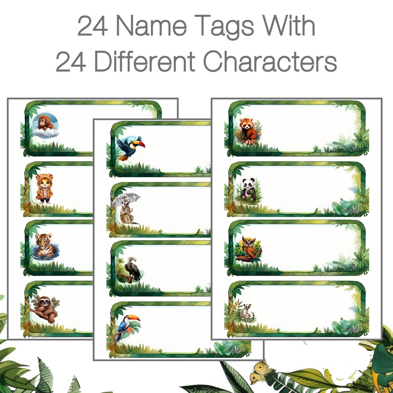 Jungle Theme Classroom Name Tags Printable - Name Tags for Kindergarten ...