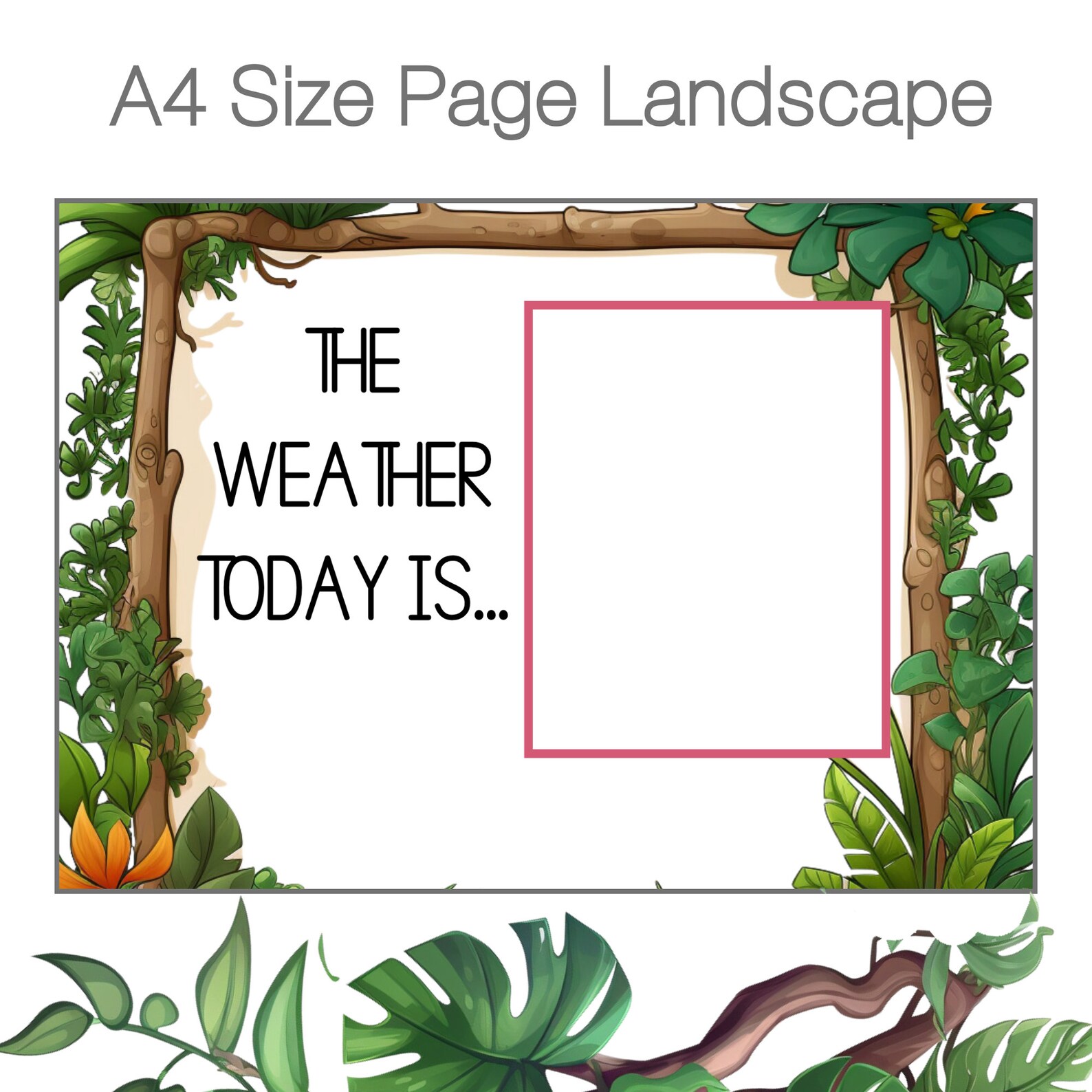Jungle Theme Classroom Kids Weather Chart Printable - All Seasons ...