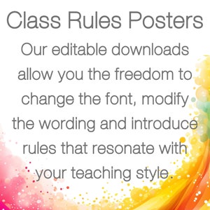 Rainbow Themed Classroom Rules Posters Printable - Class Rules for ...