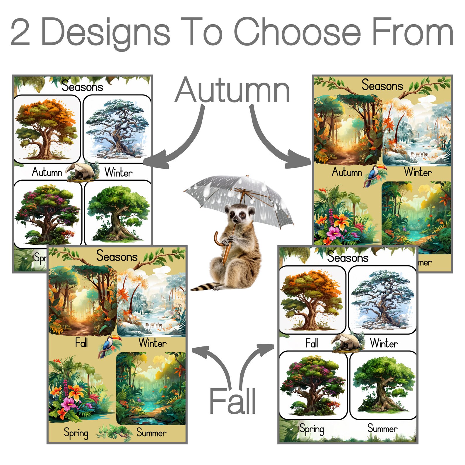 Jungle Theme Classroom Kids Weather Chart Printable - All Seasons ...