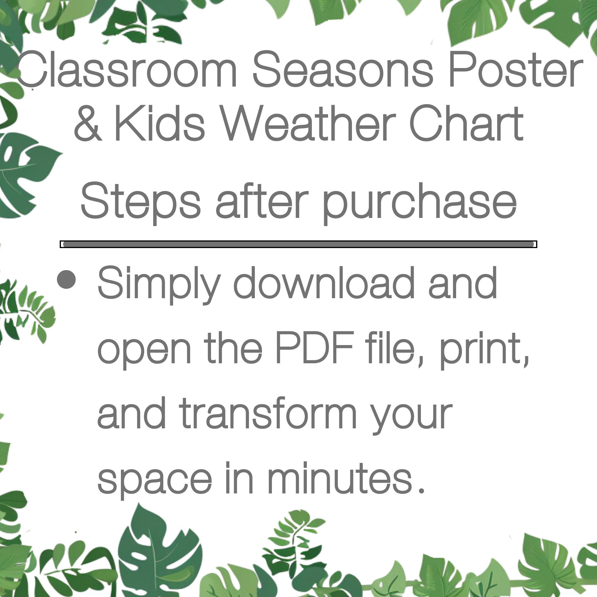 Safari Theme Classroom Kids Weather Chart Printable - All Seasons ...