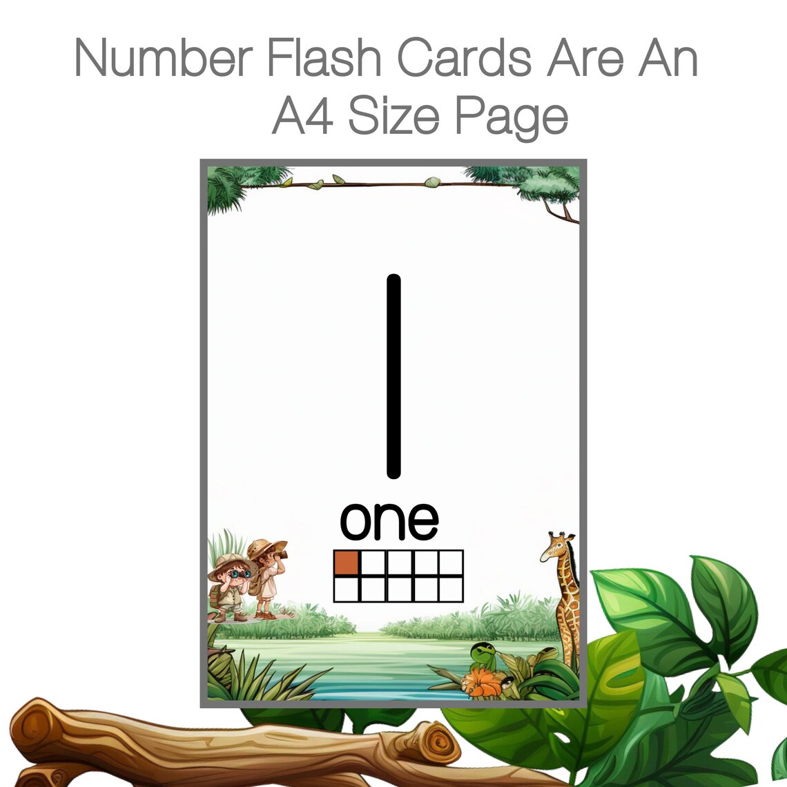 Safari Theme Alphabet Flash Cards PDF Printable Number Flash Cards ...