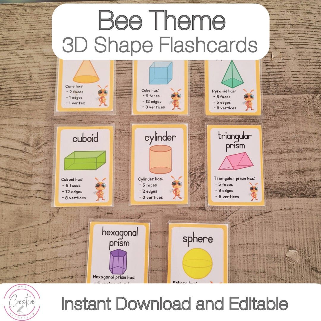 Bee Theme Classroom | 3D Shapes | Math Shape Posters | Printable 3D ...