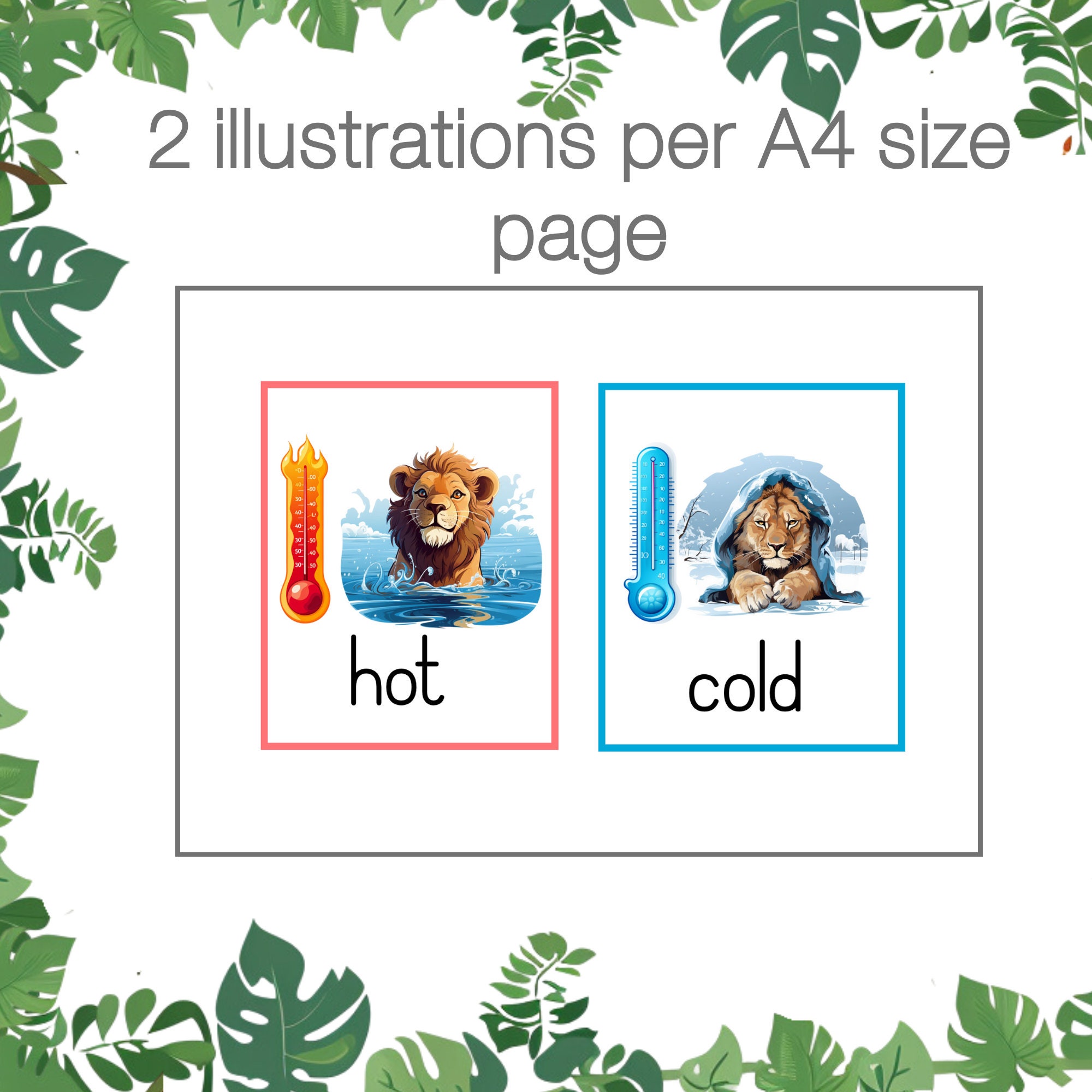 Safari Theme Classroom Kids Weather Chart Printable - All Seasons ...
