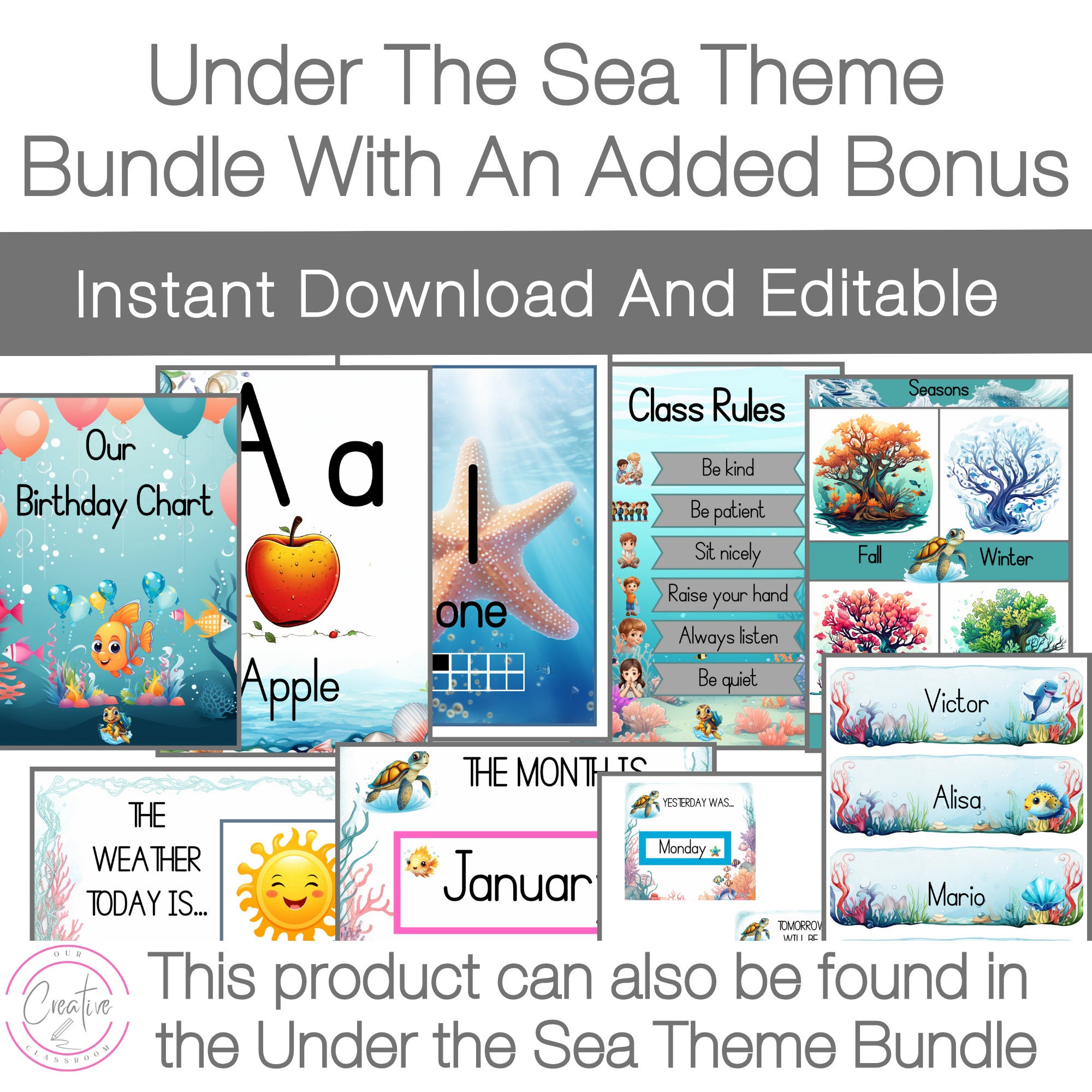 Under the Sea Classroom Theme - Classroom Rules Posters Printable ...