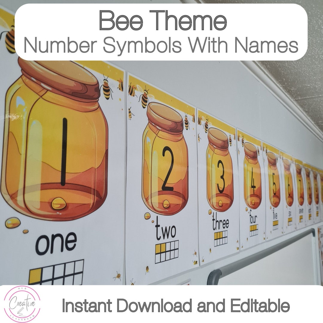 Bee Themed Classroom | Number Flashcards | Number Posters | Editable ...