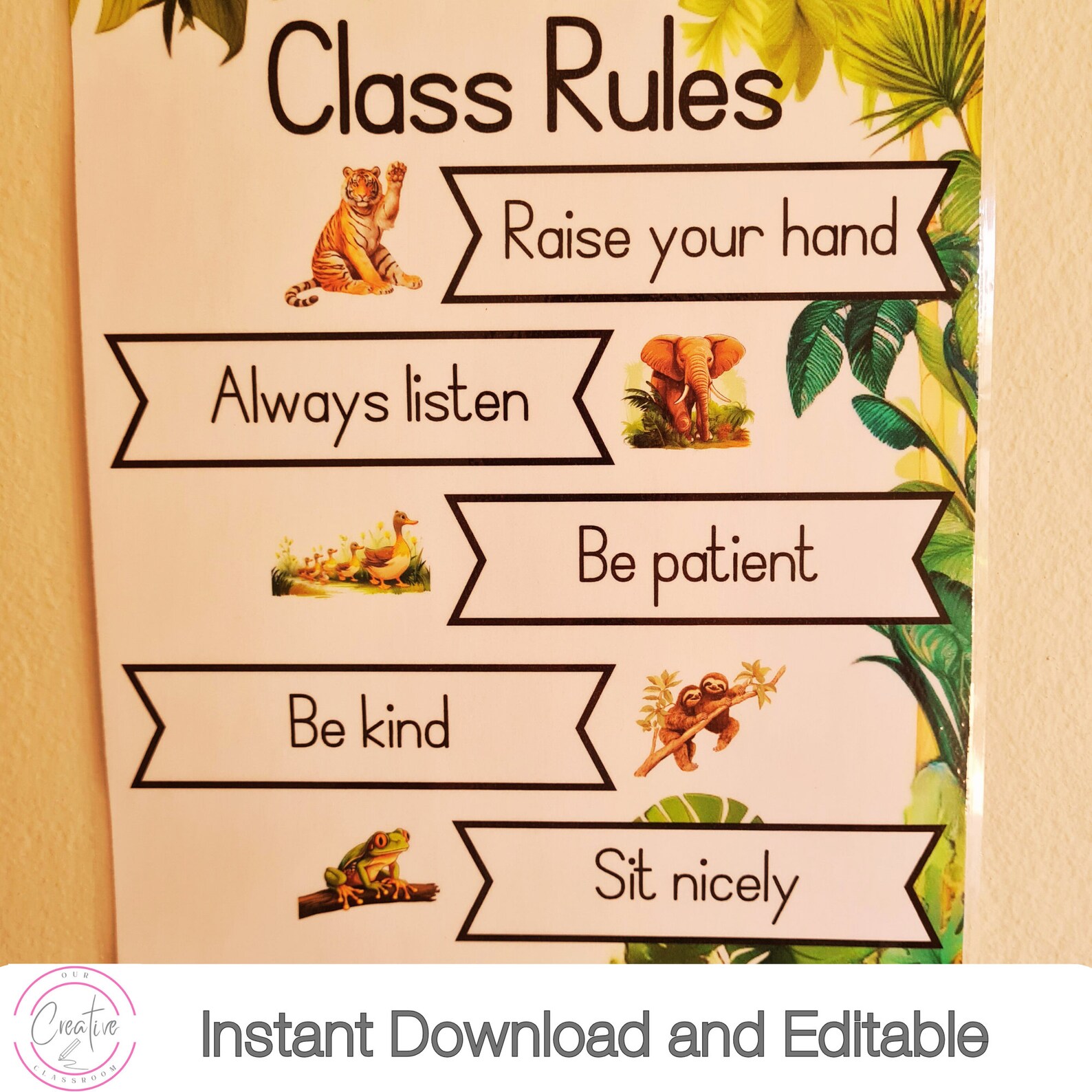 Jungle Theme Classroom Rules Posters Printable - Class Rules for ...