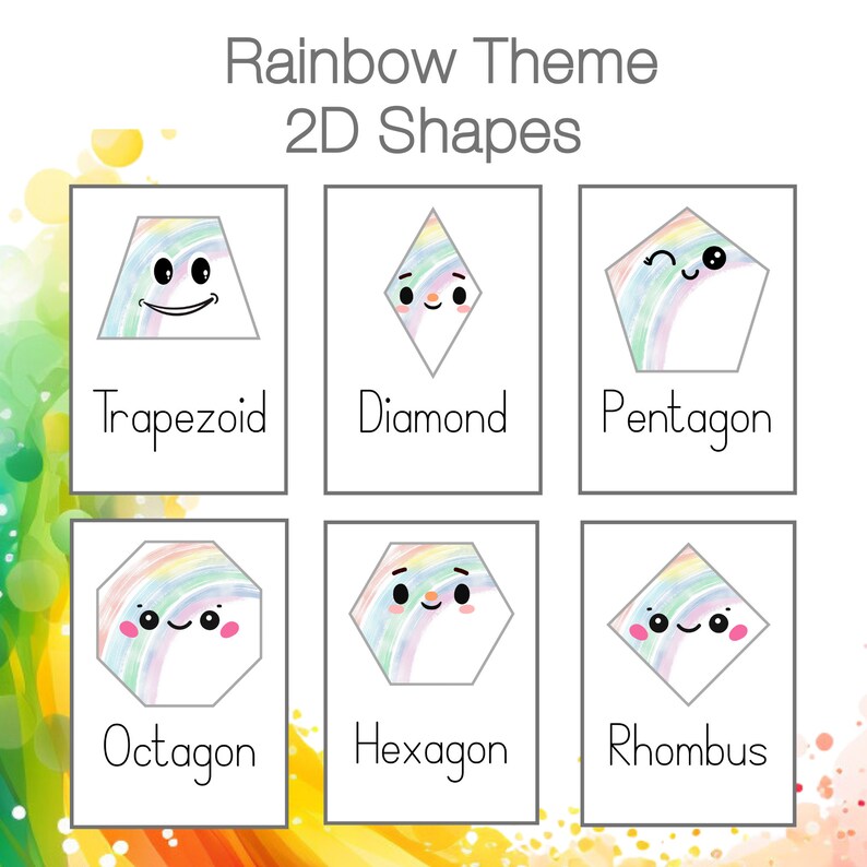 Rainbow Theme Classroom | 2D Shapes | Math Shape Posters | Printable 2D ...