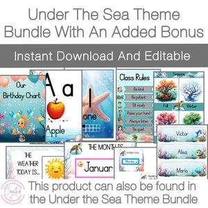 Under the Sea Classroom Theme | Ordinal Numbers Poster | Editable ...