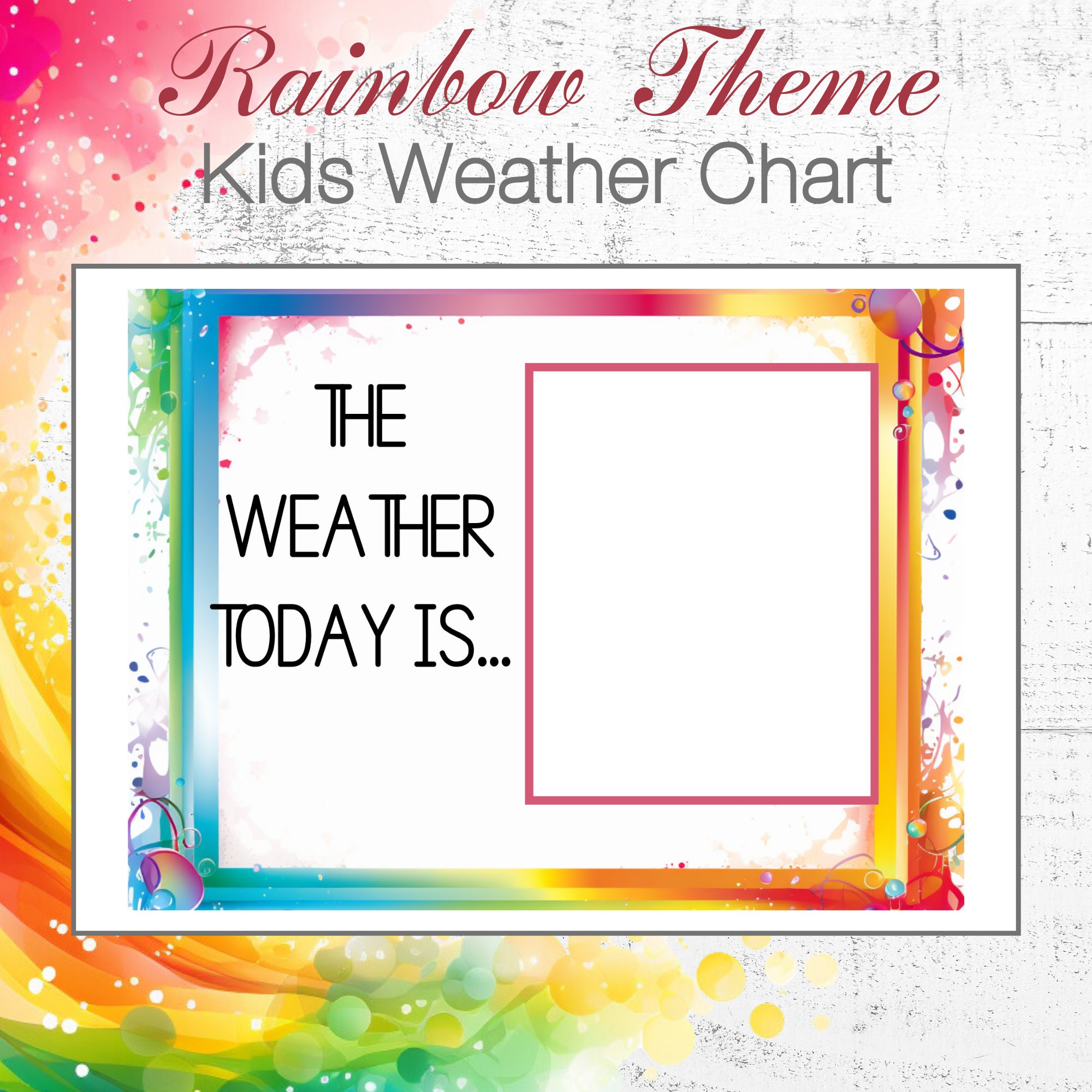 Rainbow Themed Classroom Kids Weather Chart Printable All Seasons ...