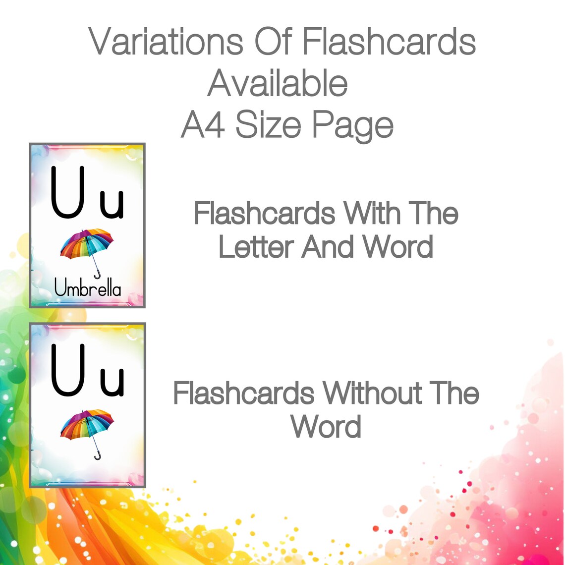 Rainbow Themed Classroom Alphabet Flashcards PDF Printable - Alphabet ...