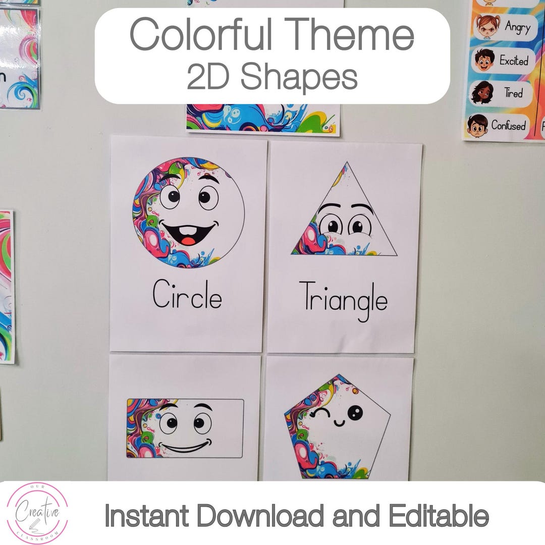 Colorful Classroom Theme | 2D Shapes Posters | Classroom Decor | Math ...