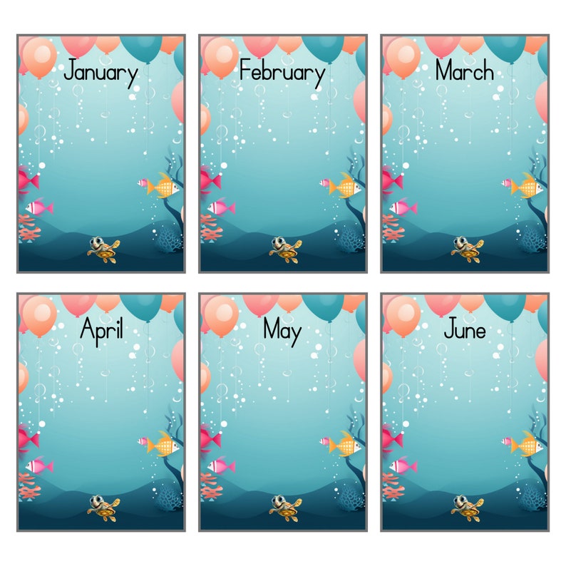 Under the Sea Theme Classroom Birthday Chart Ideas Printable - Birthday ...
